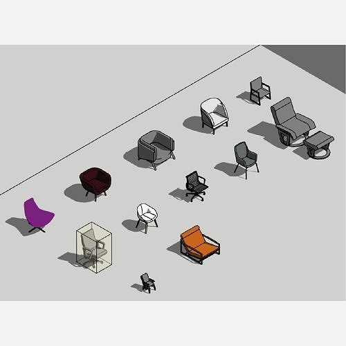 Seats - Pack of revit families 3D model | CGTrader