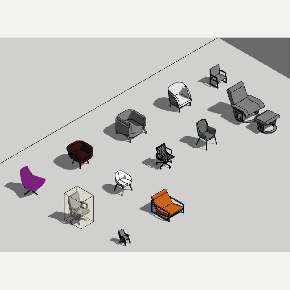 Seats - Pack of revit families 3D model | CGTrader