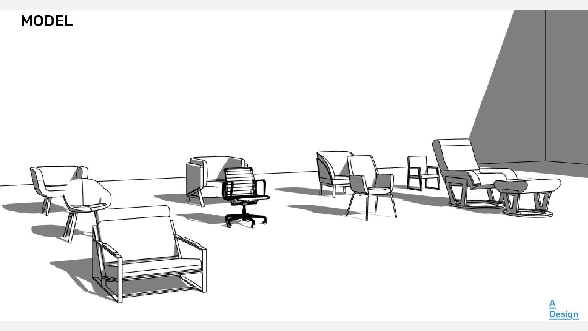 Seats - Pack of revit families 3D model | CGTrader