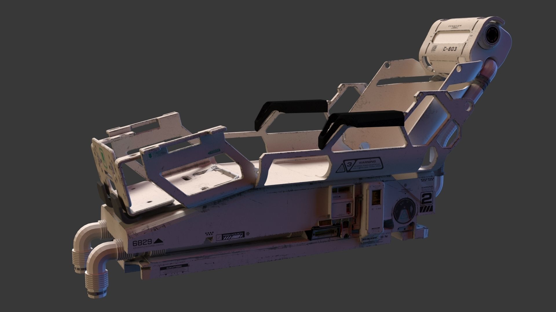 3D model Hospital Ventilator SciFi Medical Bed Set VR / AR / low-poly ...