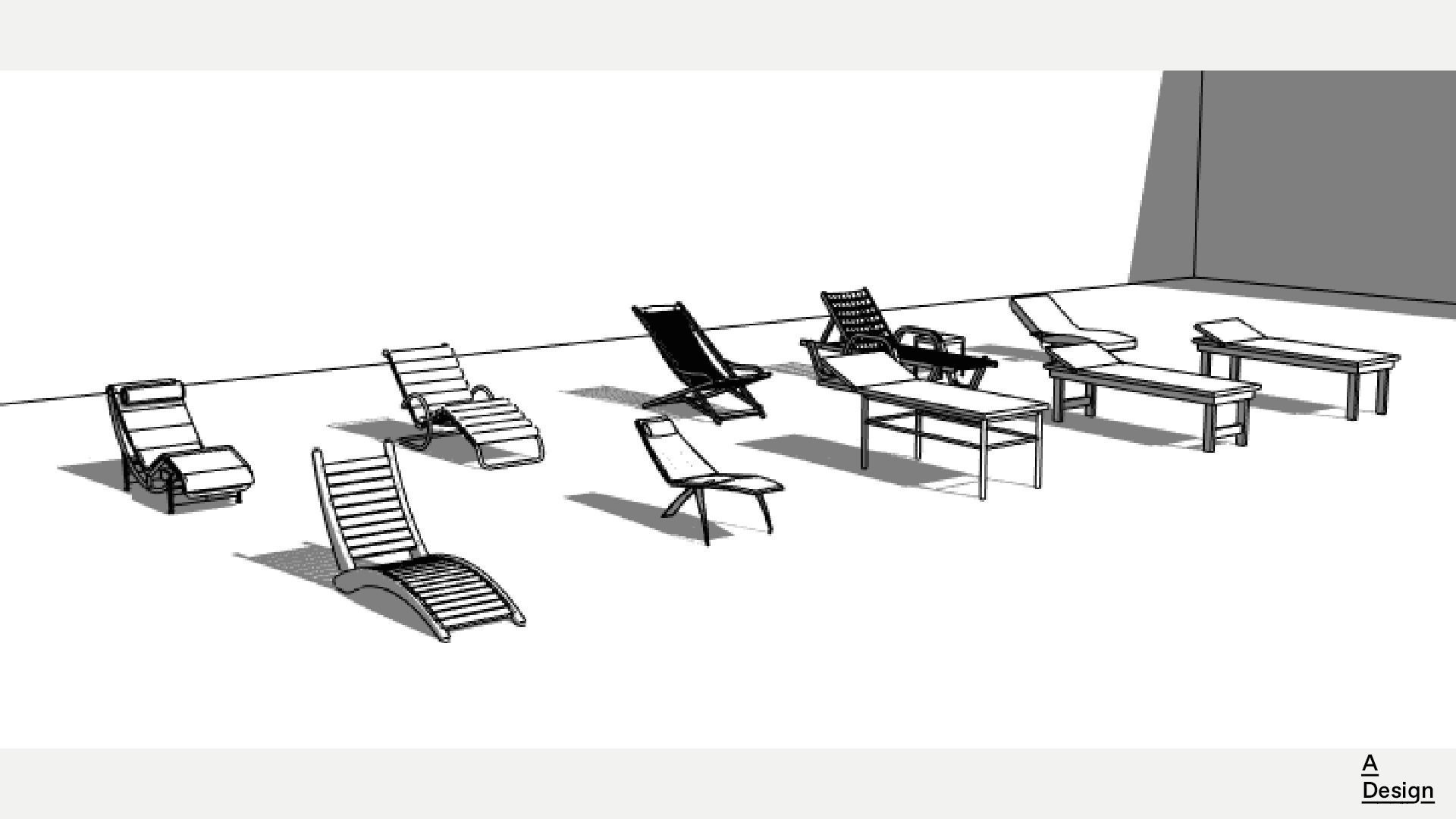 Sunbeds - Pack of revit families 3D model | CGTrader