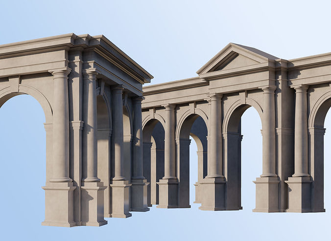 Arch in classical Tuscan order with columns on Vignola Arcade 3D model | CGTrader