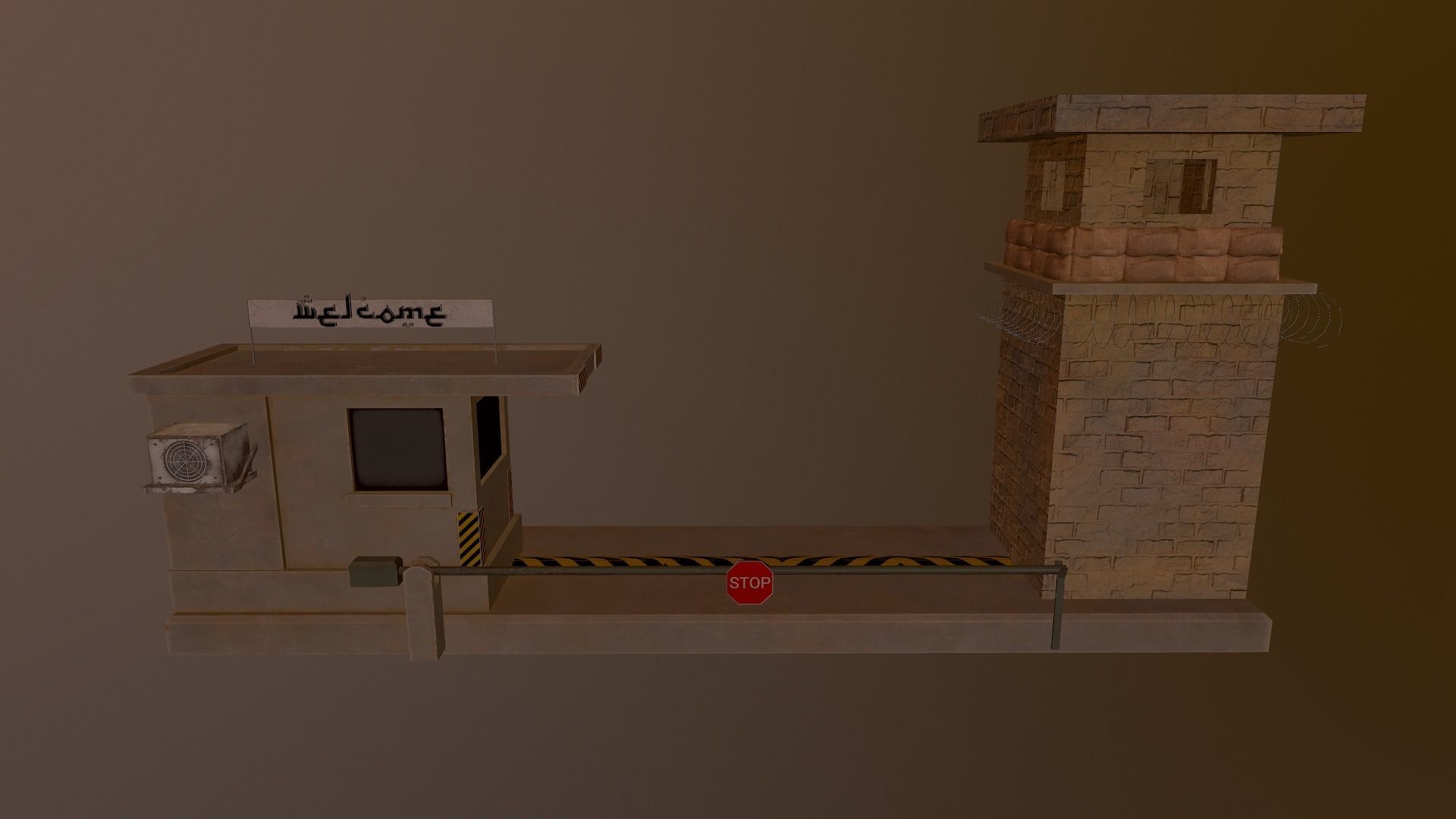 3D model Desert Security Guard Booth VR / AR / low-poly | CGTrader
