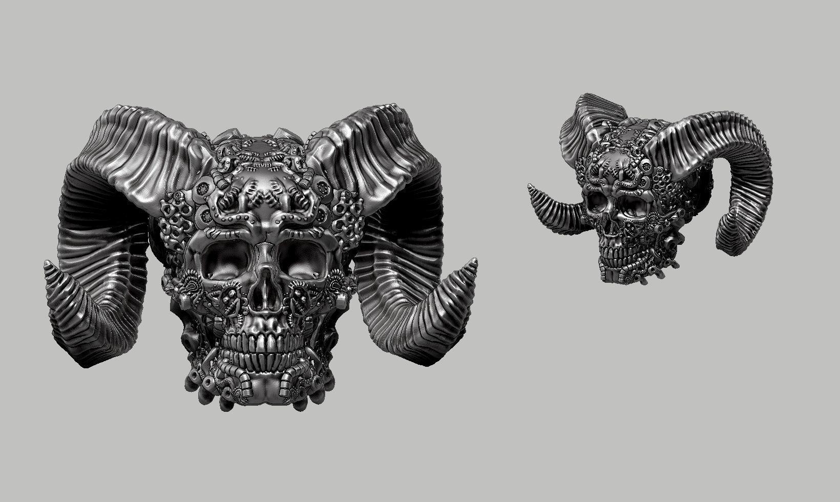 skull horn art design a09 3D model 3D printable | CGTrader