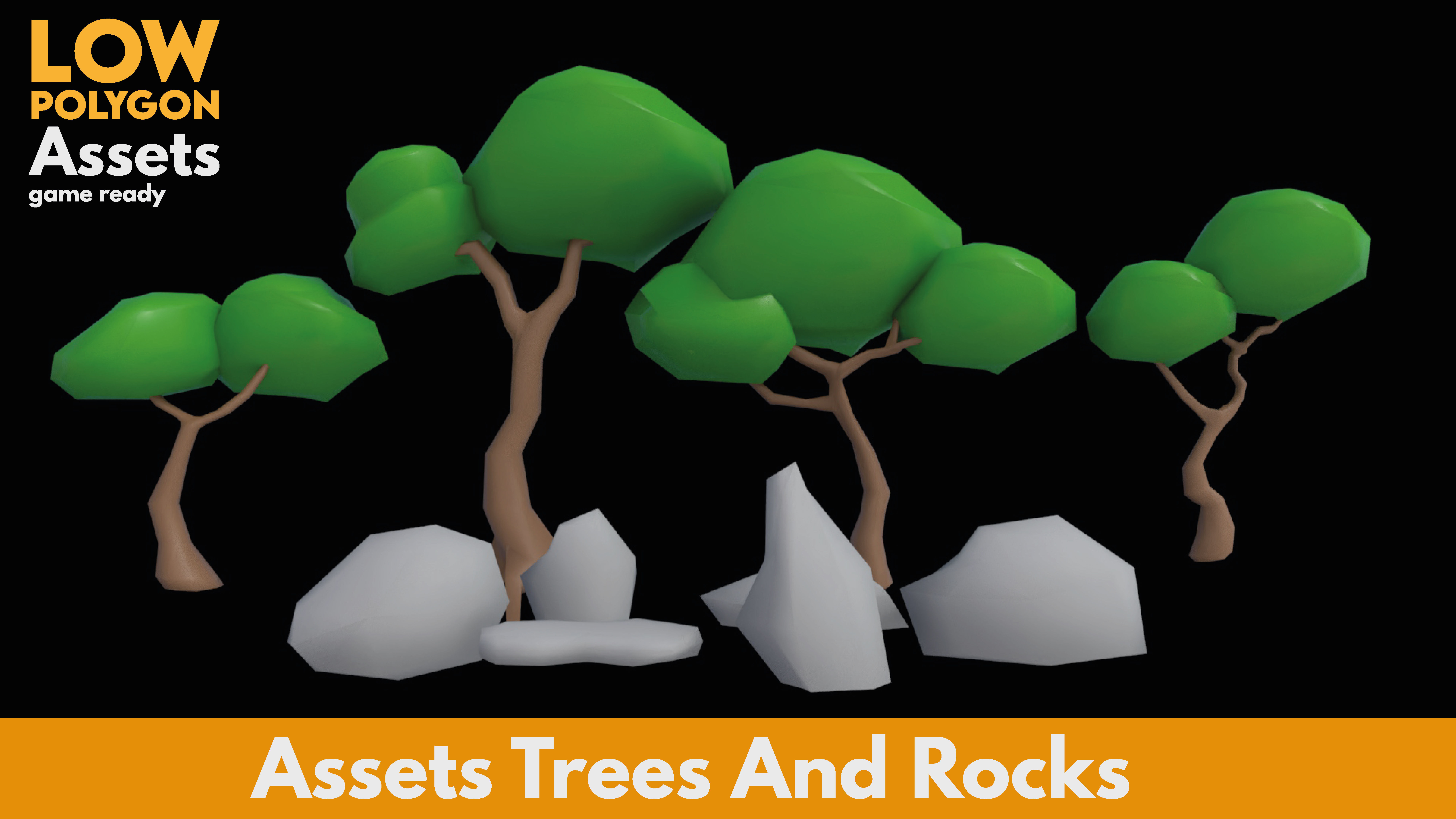 3D model Asset Tree and Rock Low polygon VR / AR / low-poly | CGTrader