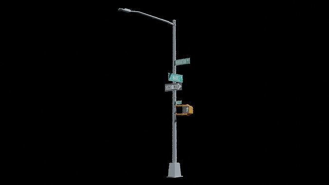 NYC Lamp post Traffic Lights 3D model | CGTrader