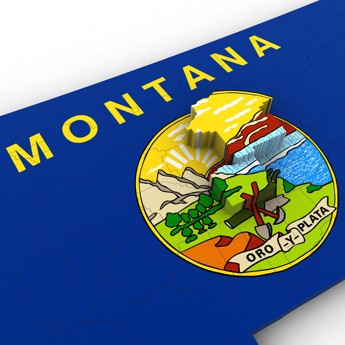 Montana Political Map 3D model | CGTrader