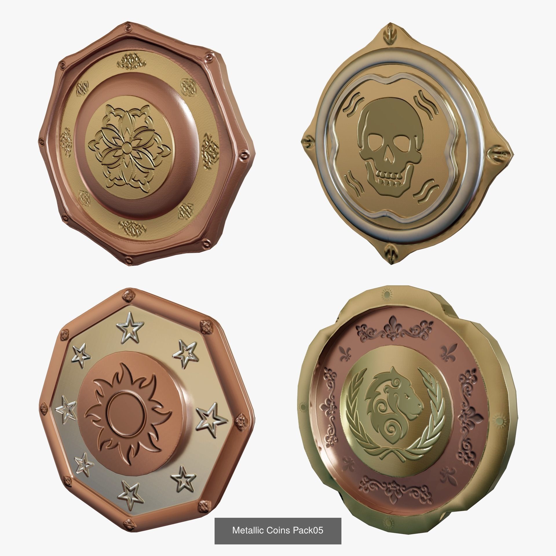 Metallic Coins Full Pack 3D Model Collection | CGTrader