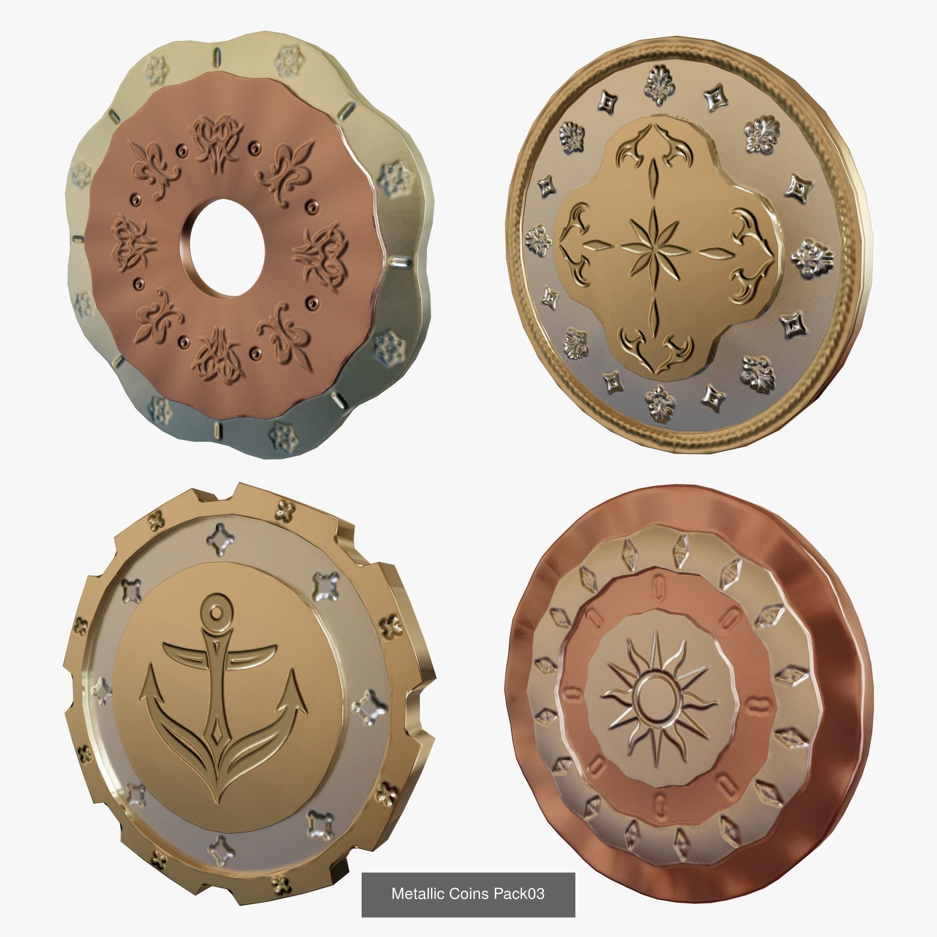 Metallic Coins Full Pack 3D Model Collection | CGTrader