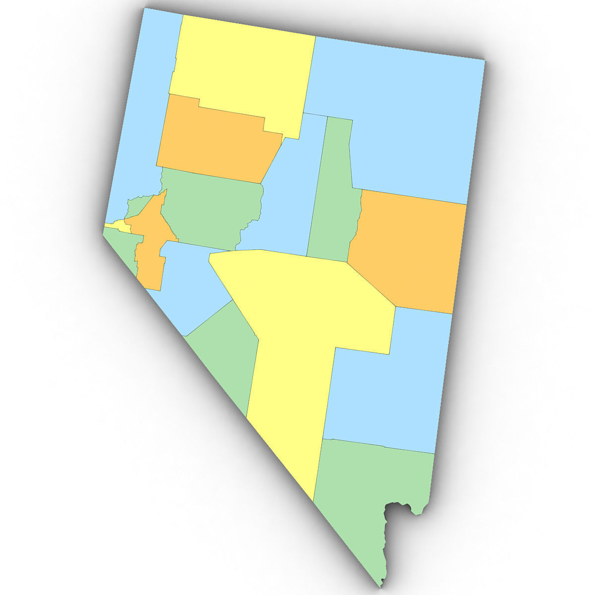 Nevada Political Map 3D model | CGTrader