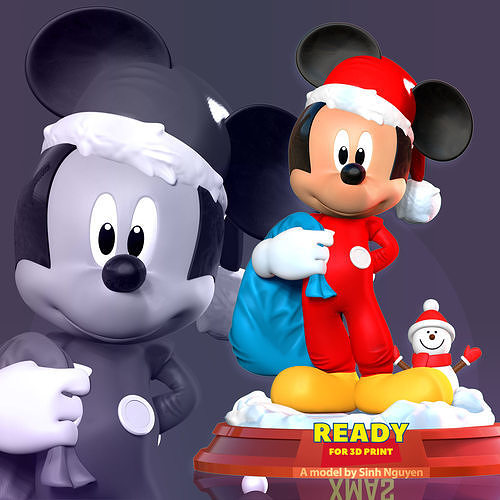 Santa Mickey Mouse 3D model 3D printable | CGTrader