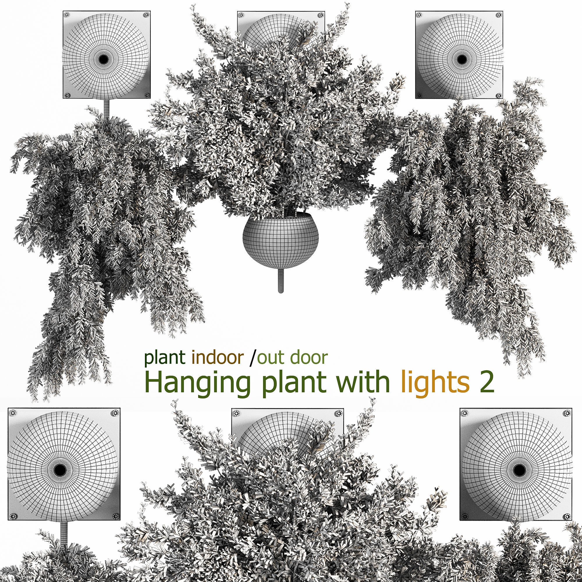 Hanging plant with lights02 3D model | CGTrader