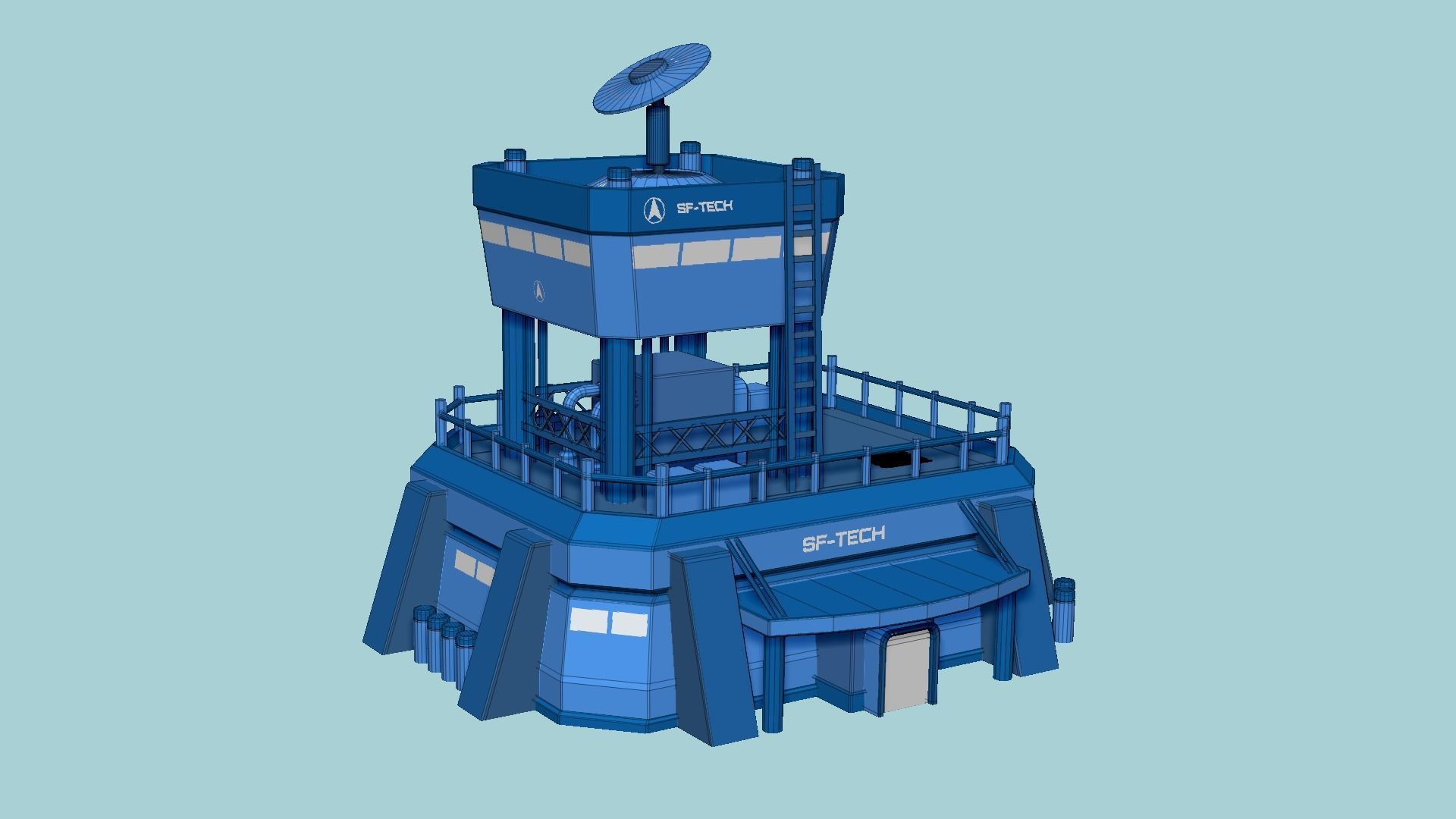 3D model SciFi Facility B03 Blue - Sci Fi Exterior Design VR / AR / low ...