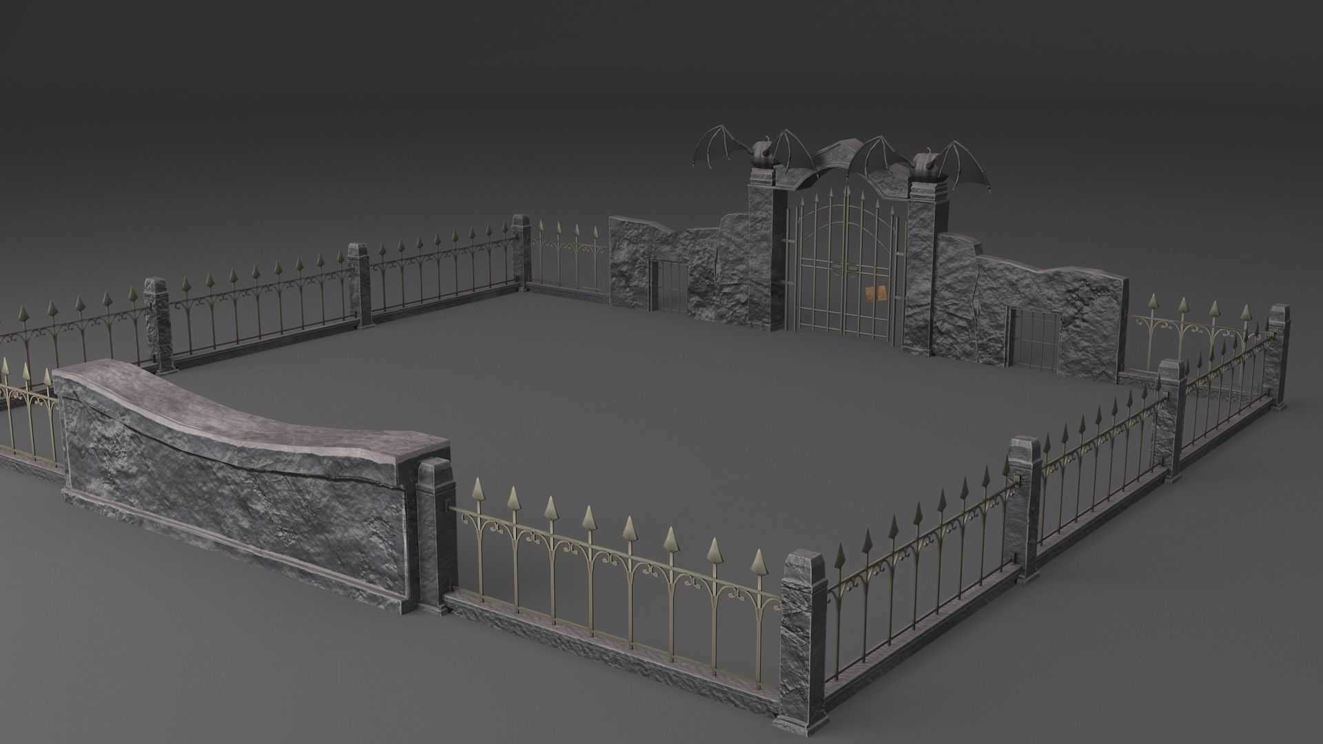 PBR Cemetery Gate 3D model | CGTrader