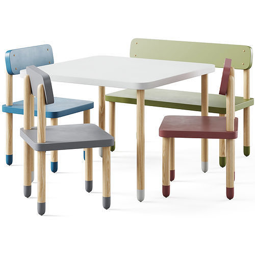 Children table and chairs 2 by Flexa 3D model | CGTrader