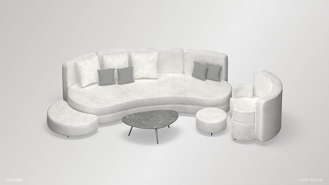 3D model Futuristic Round Sofa Set VR / AR / low-poly | CGTrader