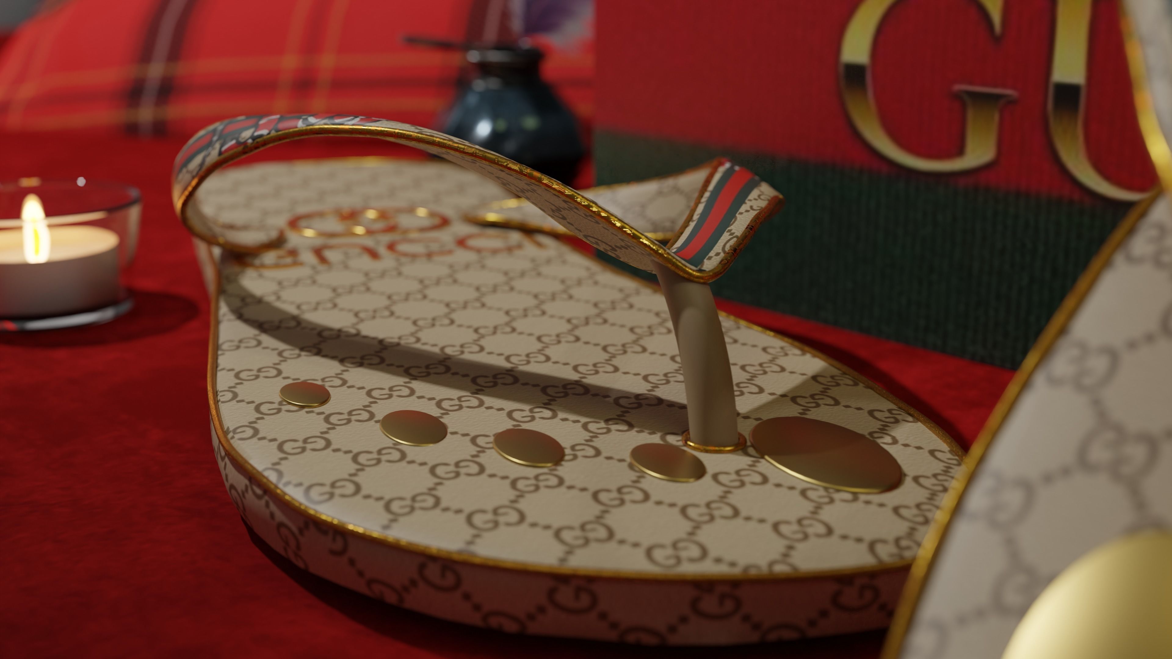 3D model flipflop GUCCI VR / AR / low-poly | CGTrader