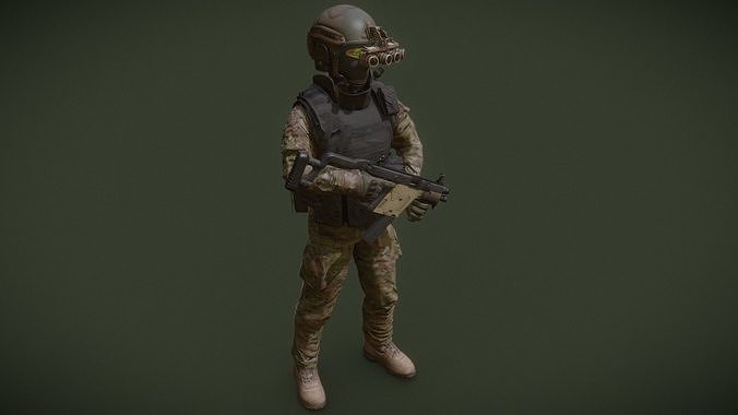 SWAT Operator free VR / AR / low-poly 3D model rigged | CGTrader