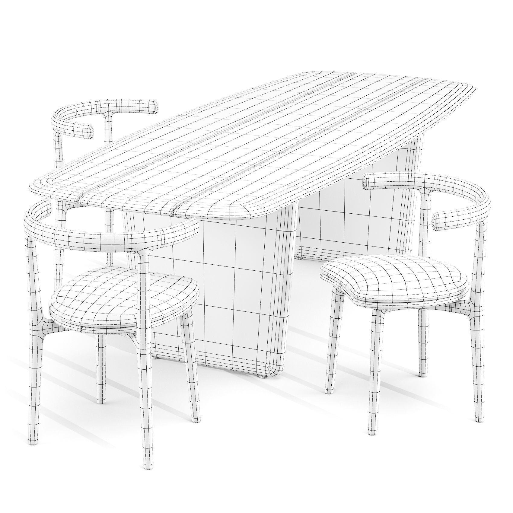 3D model Dining Set Baxter Nairobi Table and Himba Chair VR / AR / low ...
