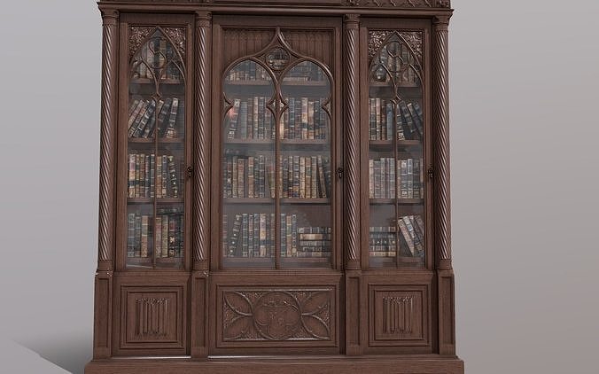 Gothic Cabinet Bookcase 3D model | CGTrader