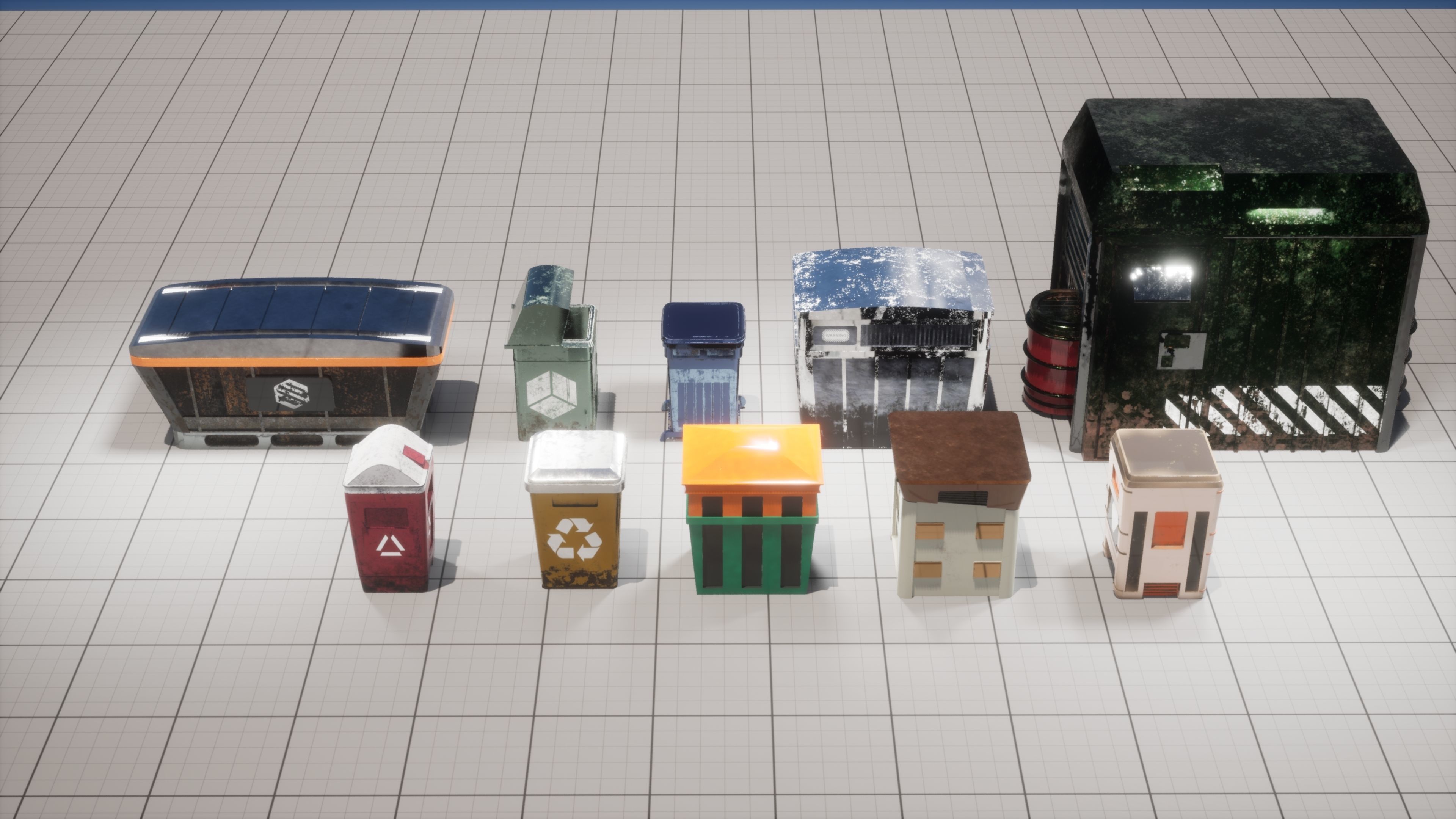 3D model 10 Sci-Fi Cyberpunk Style Trash Containers VR / AR / low-poly ...