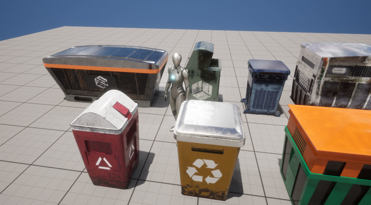 3D model 10 Sci-Fi Cyberpunk Style Trash Containers VR / AR / low-poly ...