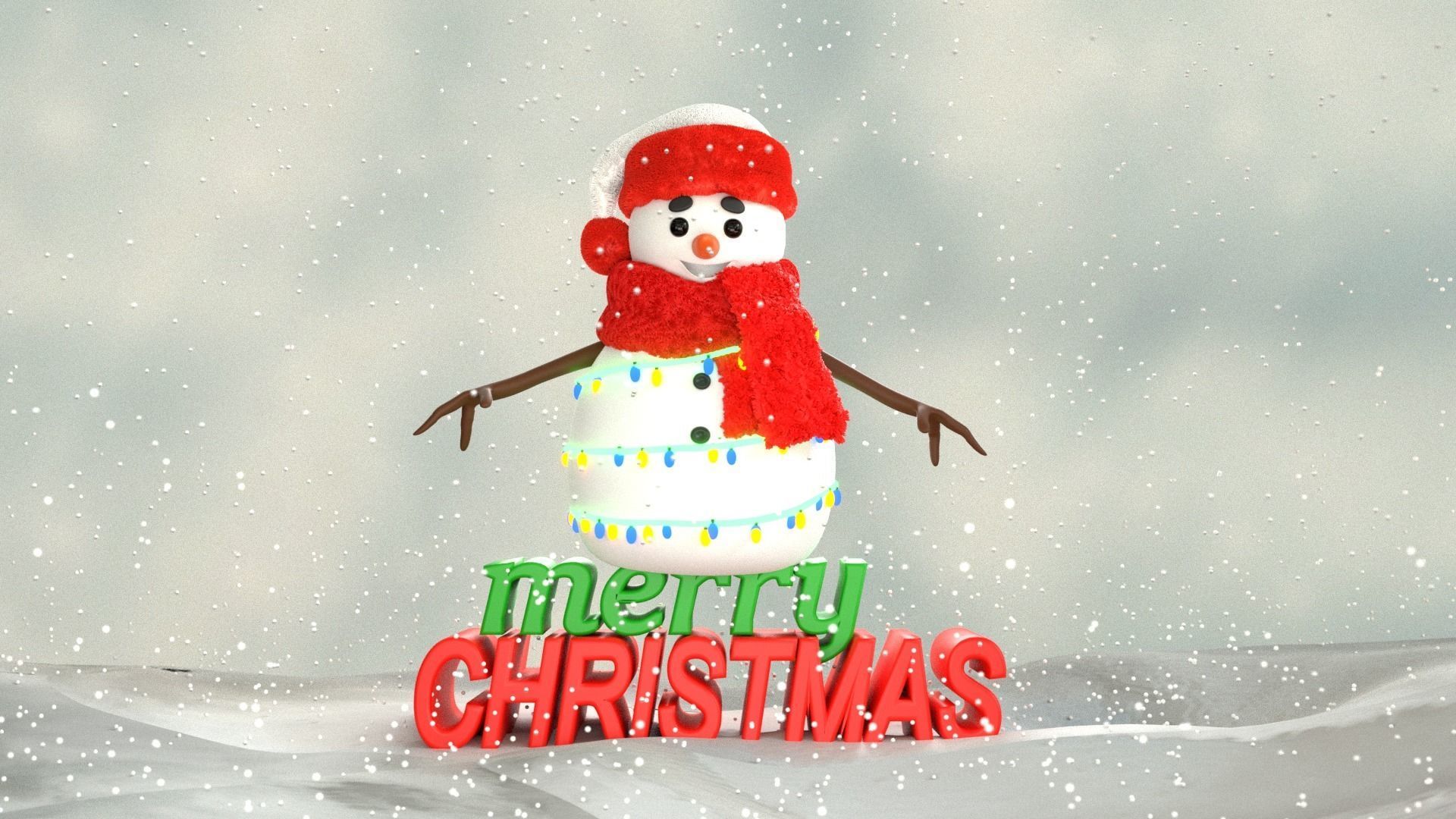 Animated Snowman and Merry Christmas 3D model animated rigged | CGTrader