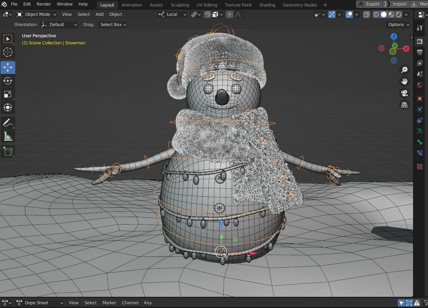 Animated Snowman and Merry Christmas 3D model animated rigged | CGTrader