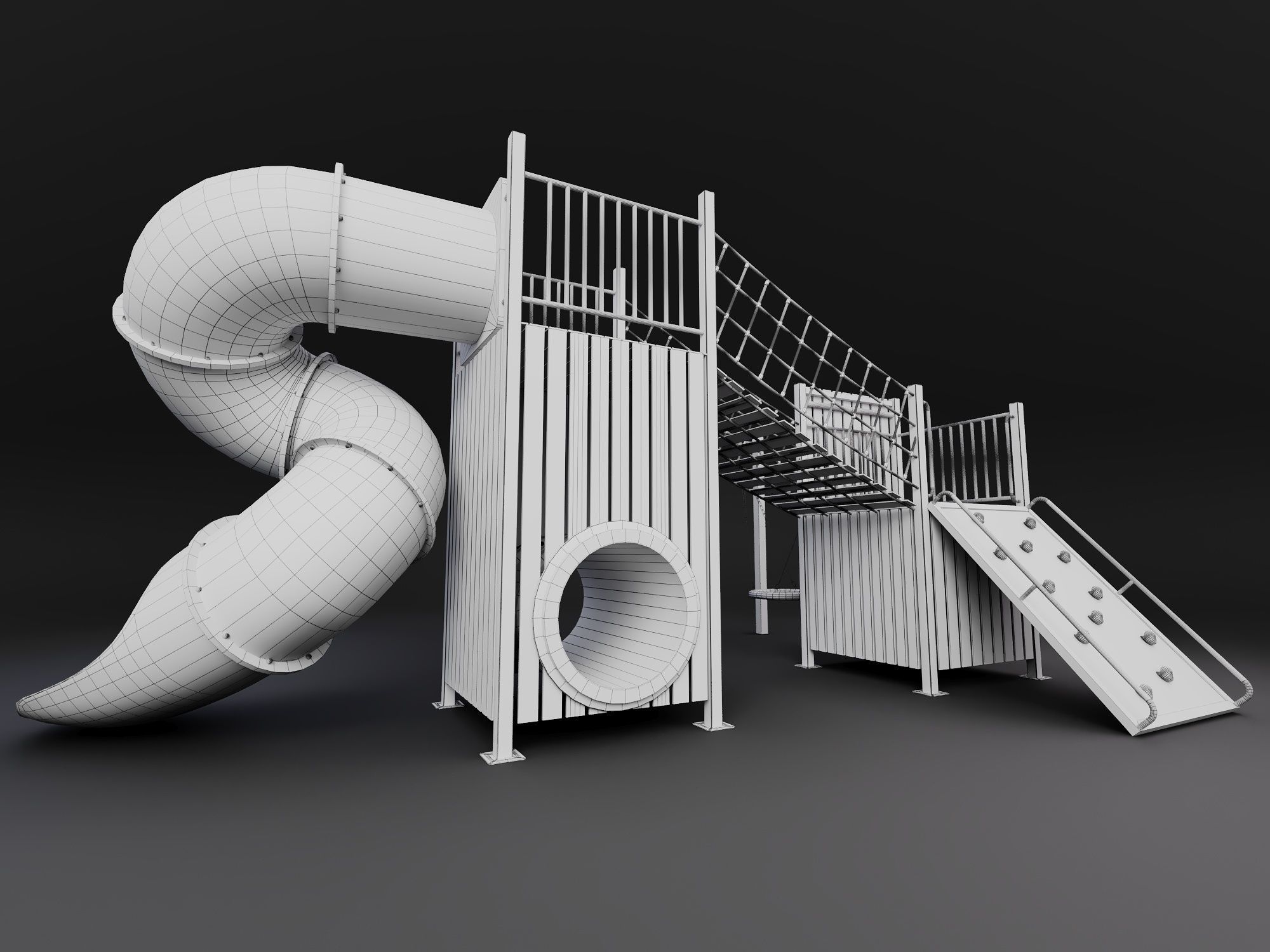 3D model Playground Kids Games Exterior - Wooden Outdoor 3D Model PBR ...
