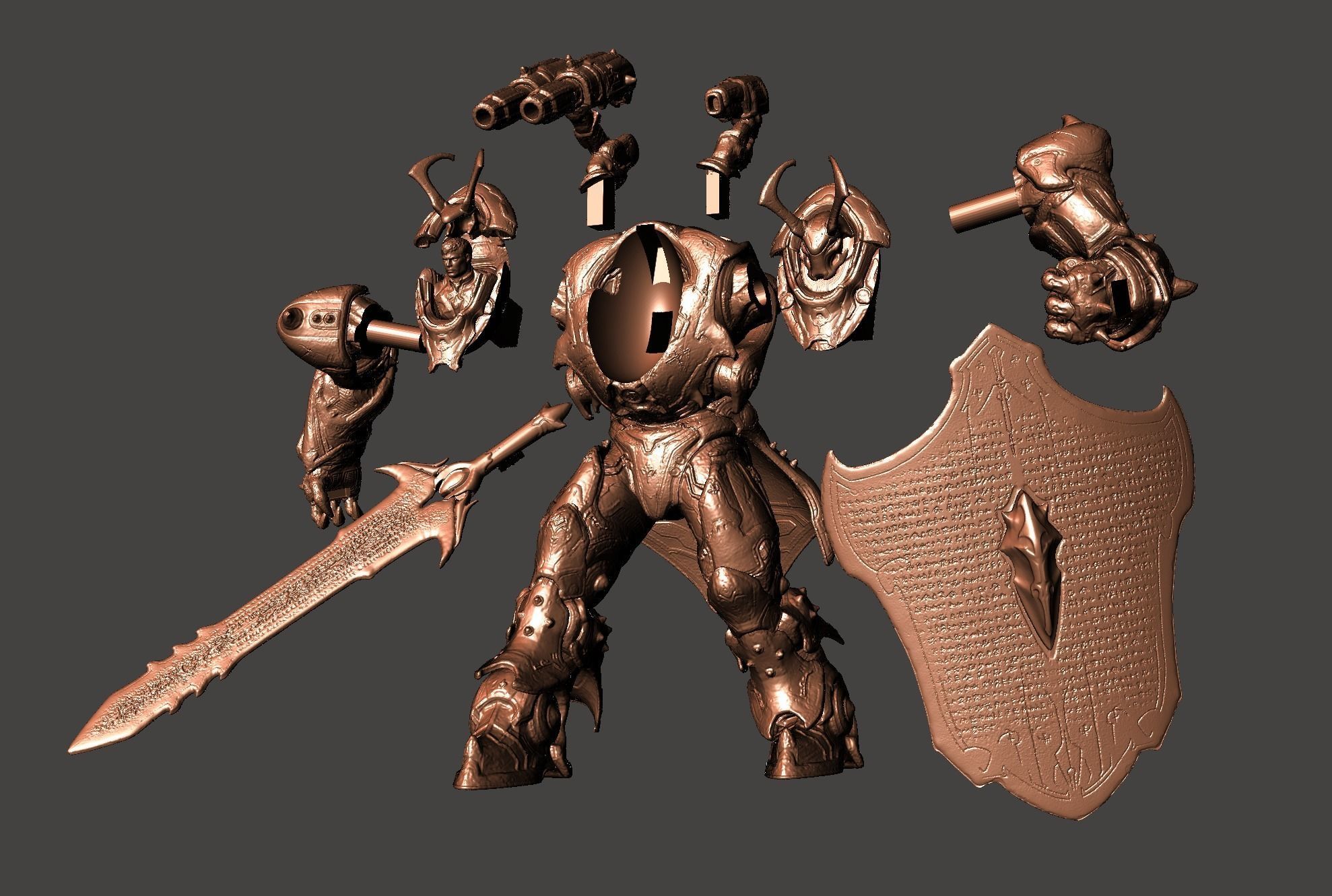 DAVOTH DARK LORD MECH -DOOM ETERNAL MODULAR ARTICULATED STL 3D model 3D ...