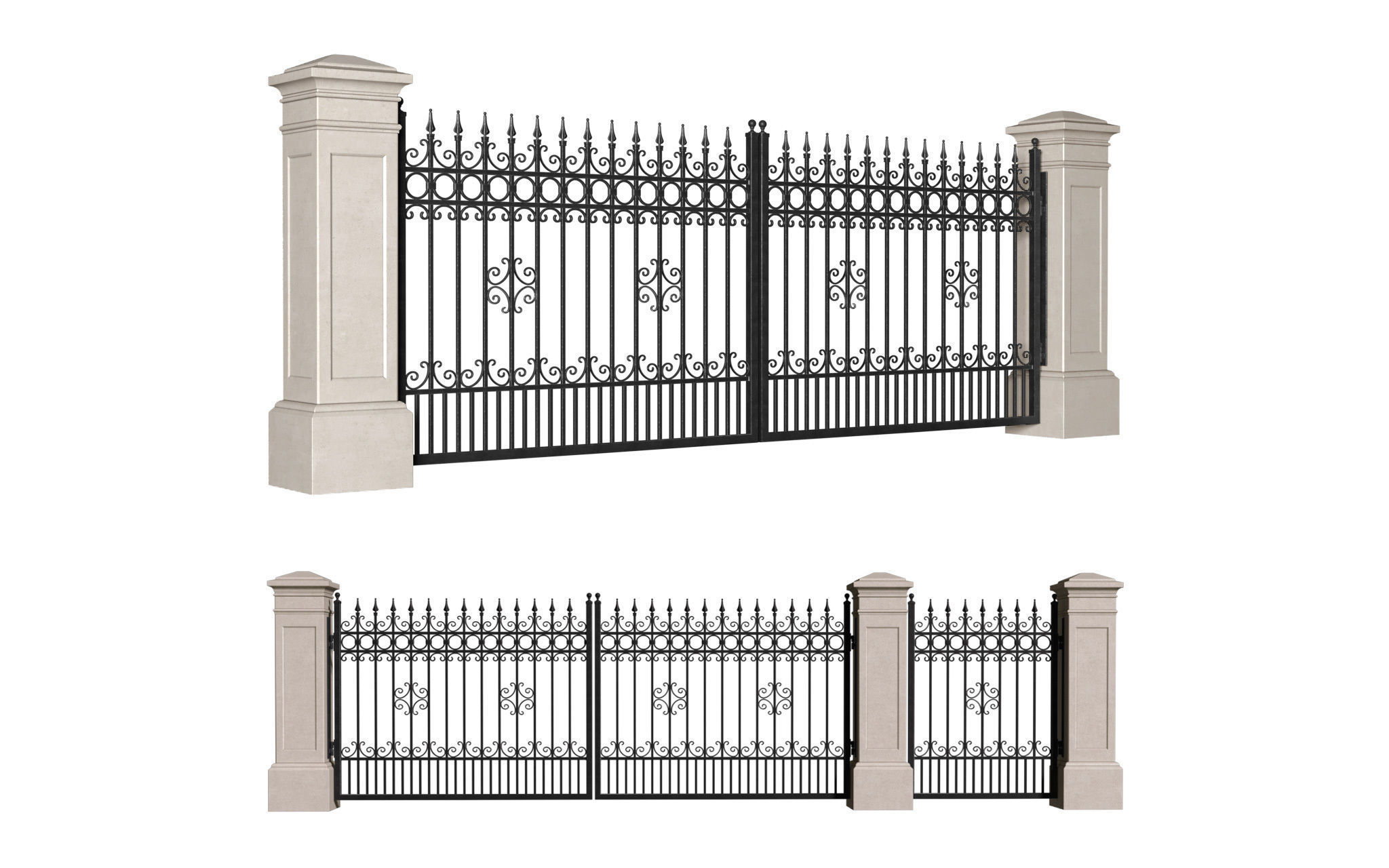 Entrance Forged Gates in classic style 3D model | CGTrader
