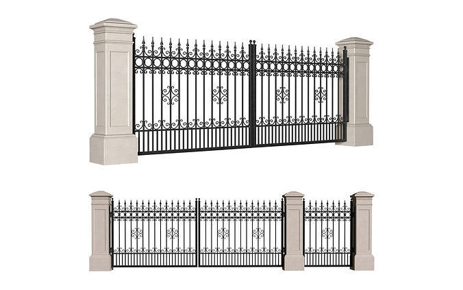 Entrance Forged Gates in classic style 3D model | CGTrader