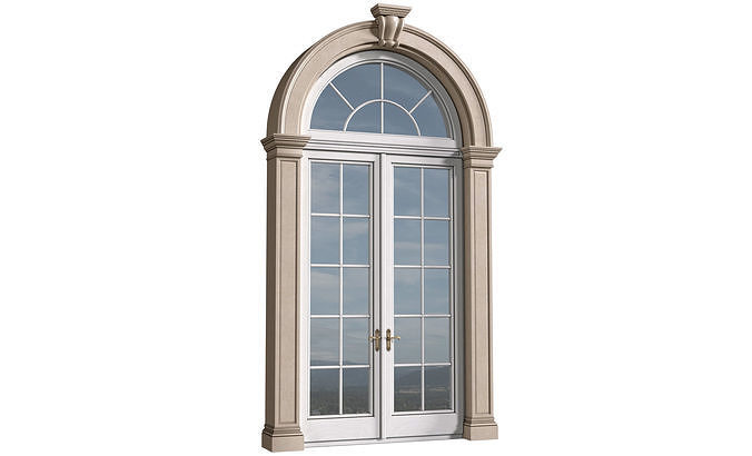 Arched classic facade window Entrance door Arched Opening 3D model ...