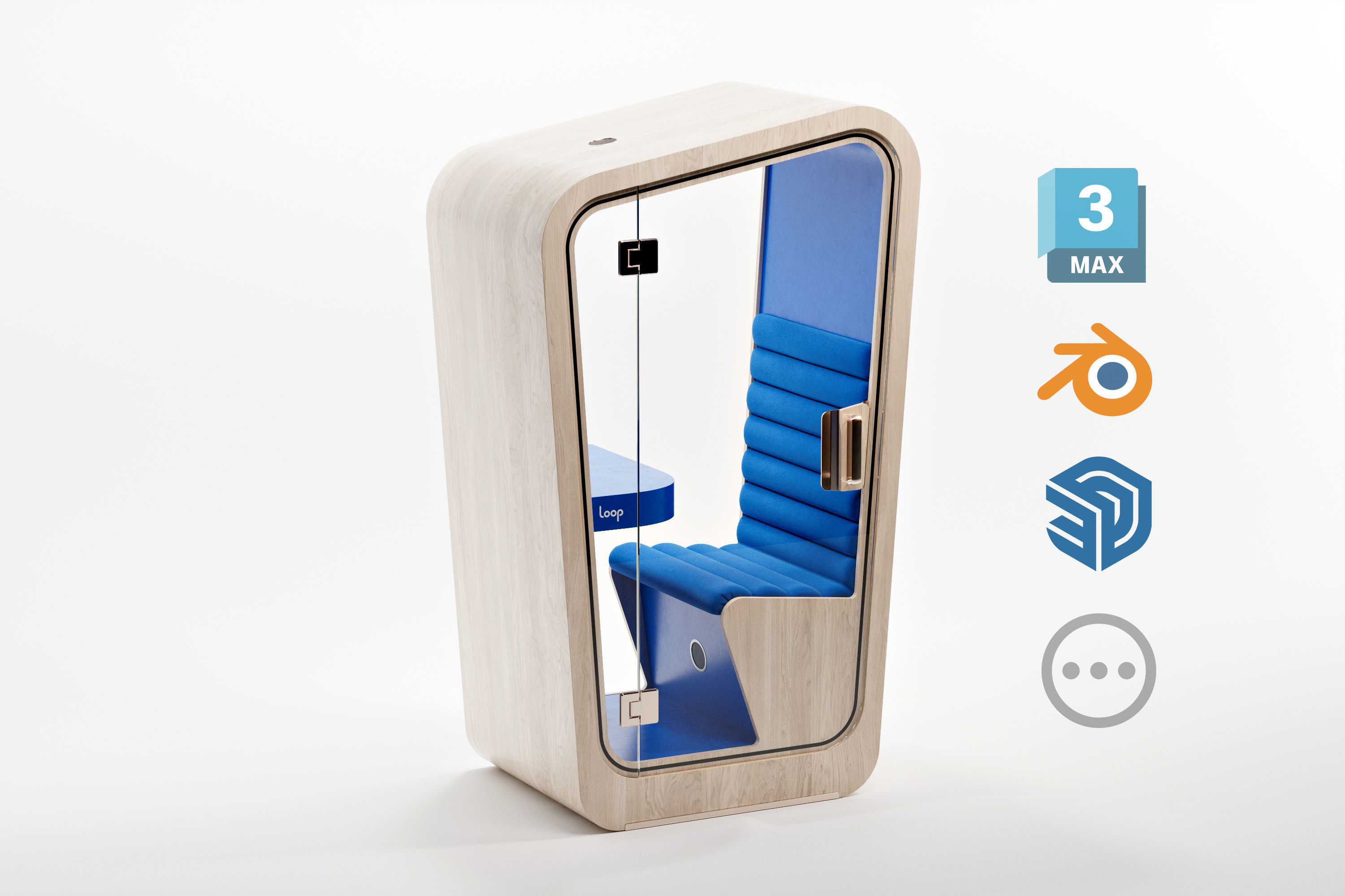 Loop Solo - Soundproof Privacy Phone Booth 3D model rigged | CGTrader
