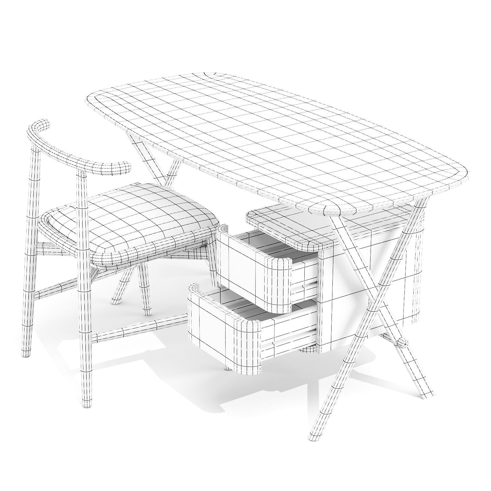 3D model Writing Set Meridiani Jasper Desk and Emilia Chair VR / AR ...