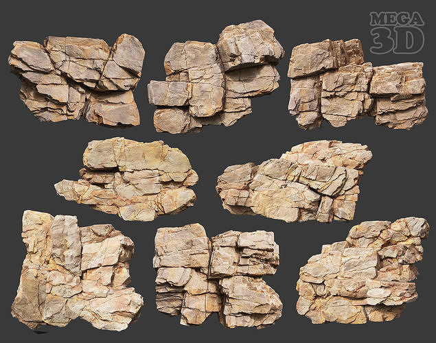 High Poly Yellow Cliff Face 221208 - Ultra HD 16K Texture 3D model | CGTrader