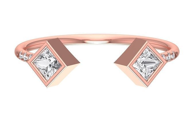 Solitaire Women Light Weight Rrincess Stone Band Ring 3D model 3D ...