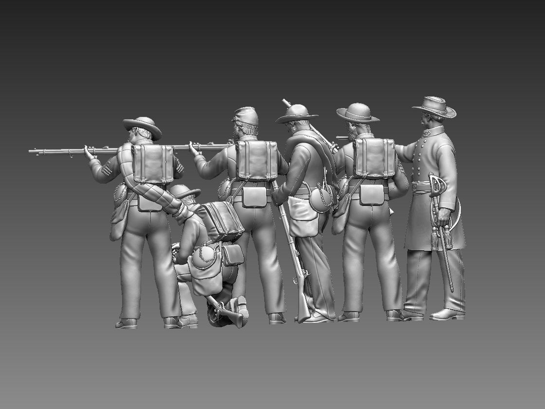 Attack Soldiers Confederate us civil war 3D model 3D printable | CGTrader