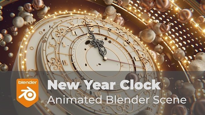 Animated New Year Clock Scene 3D model animated | CGTrader