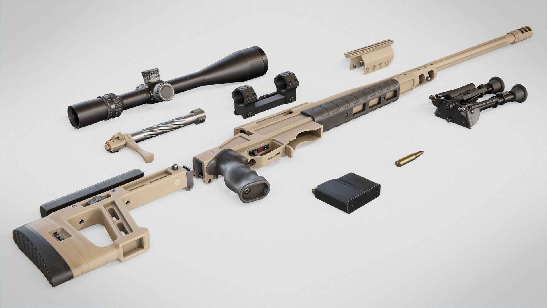 3D model Sniper rifle ORSIS T-5000 VR / AR / low-poly | CGTrader