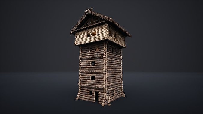 3D model WATCHTOWER TOWER FORT SLAVIC PALISADE WOODEN CASTLE MEDIEVAL ...