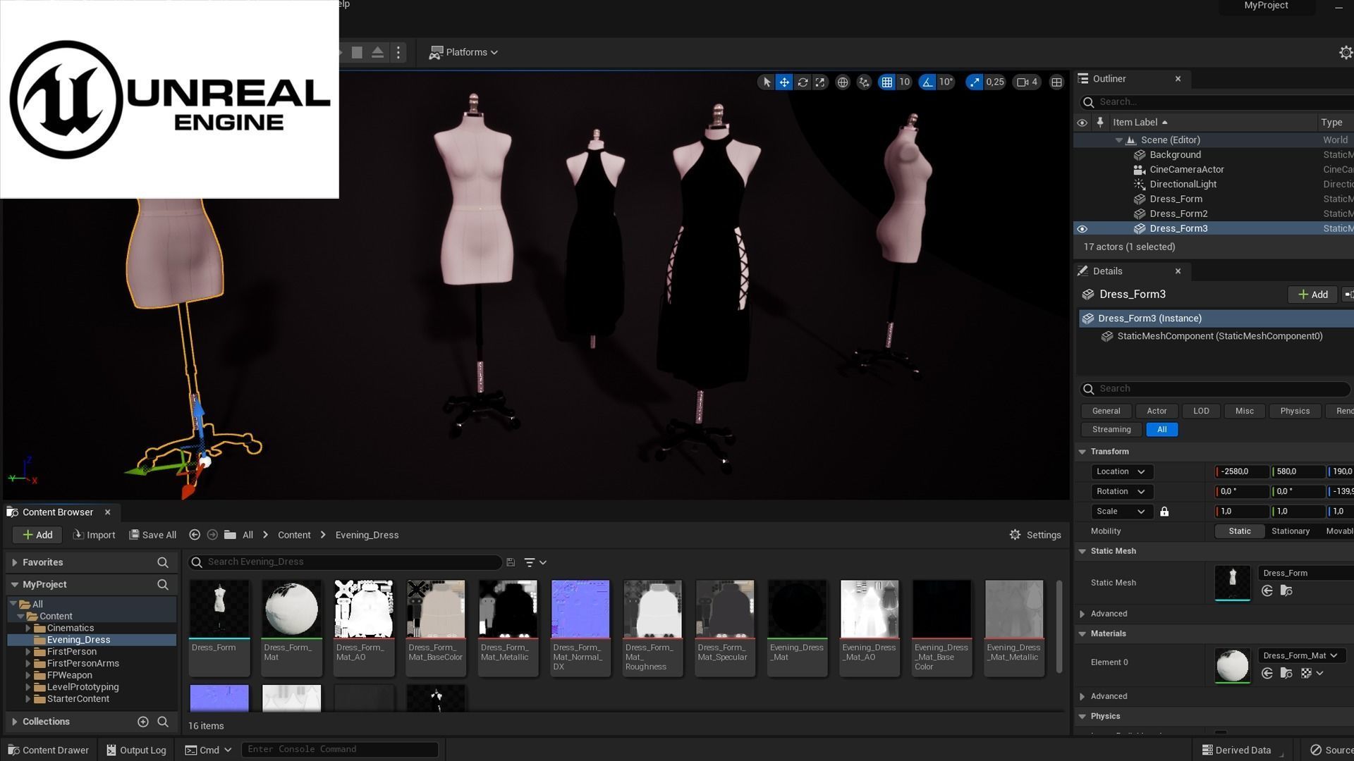 Evening Dress on Dress Form 3D model | CGTrader