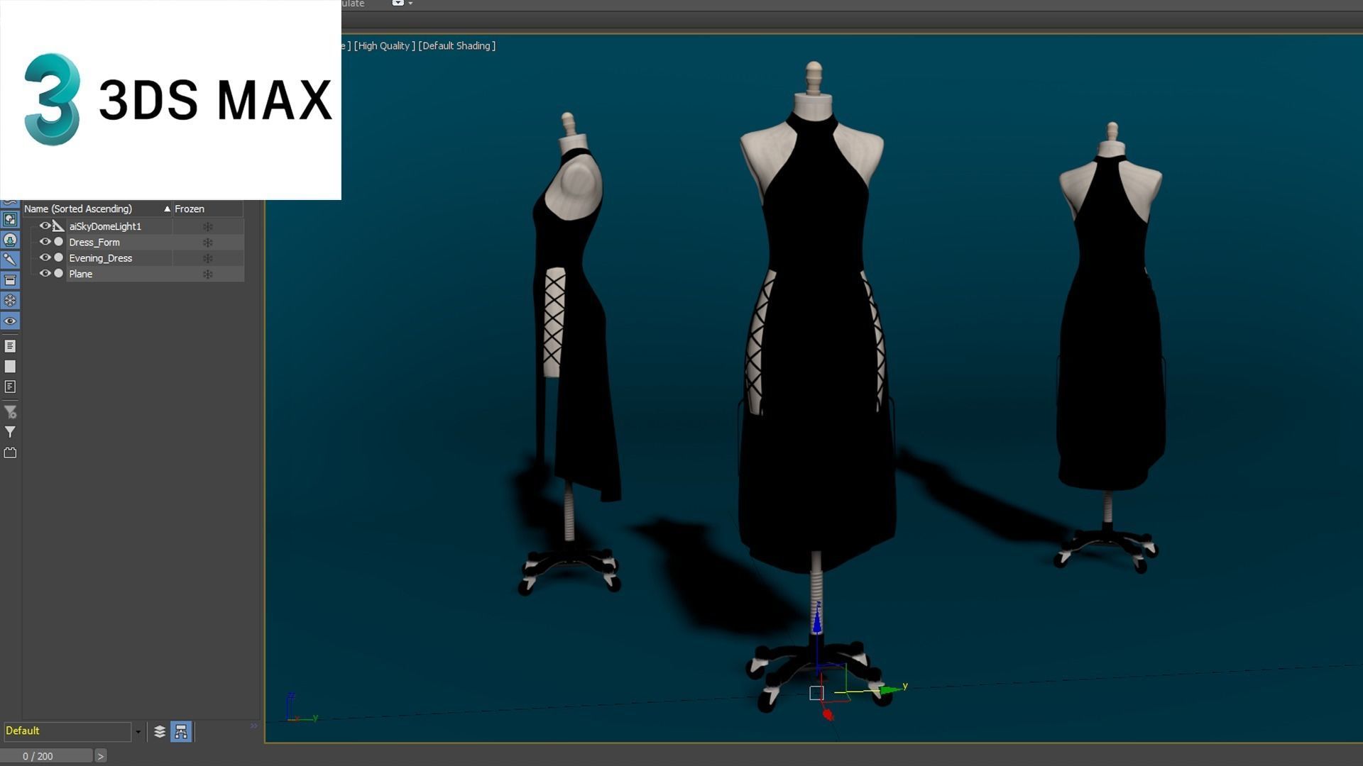 Evening Dress on Dress Form 3D model | CGTrader