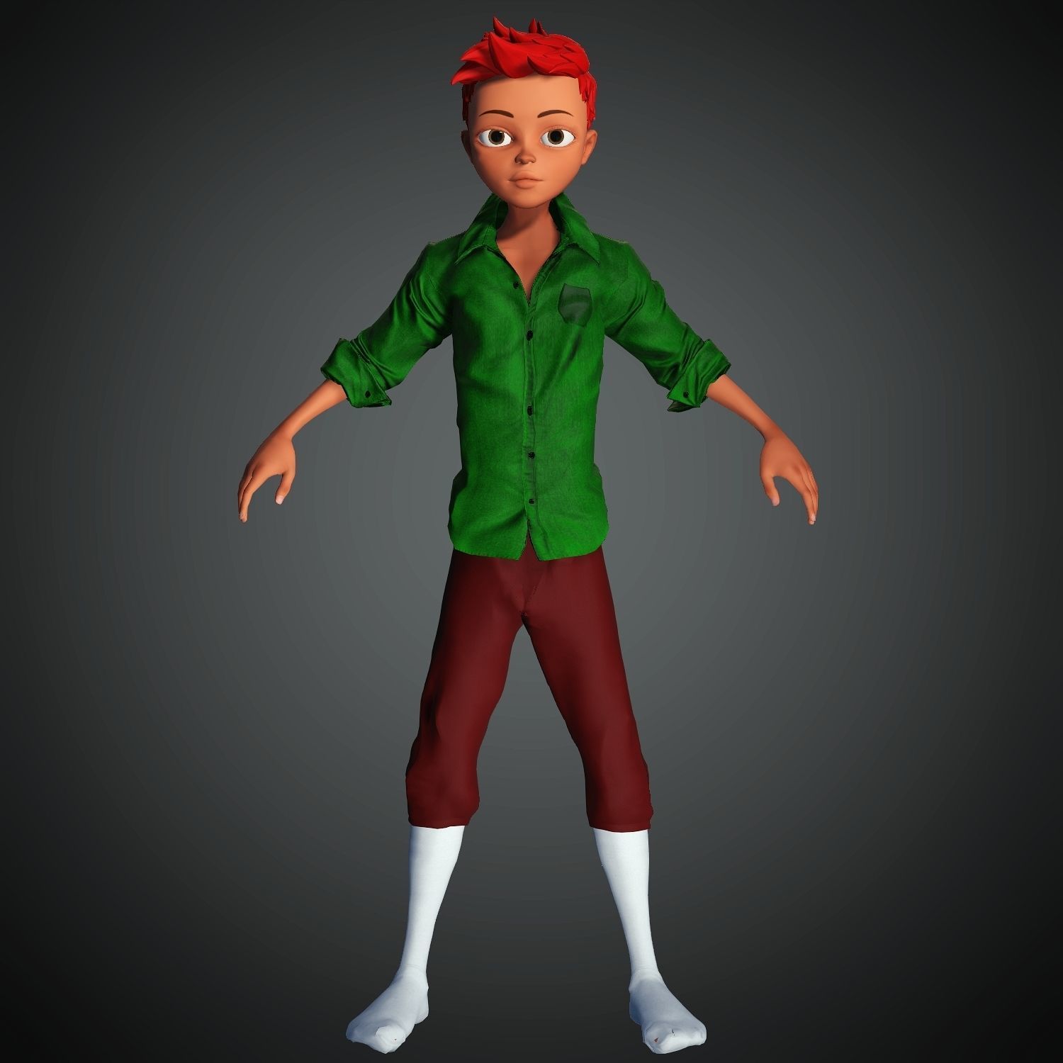 3D Cartoon Character Kid Red Head Blender Iclone fbx for Maya 3D model ...