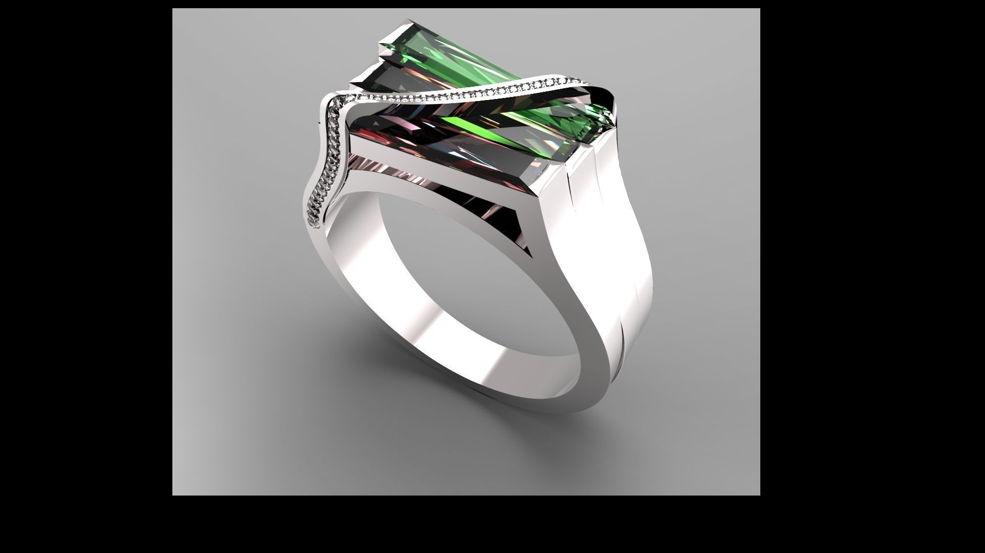 triple rectangle gems ring desing men gold 3D model 3D printable | CGTrader