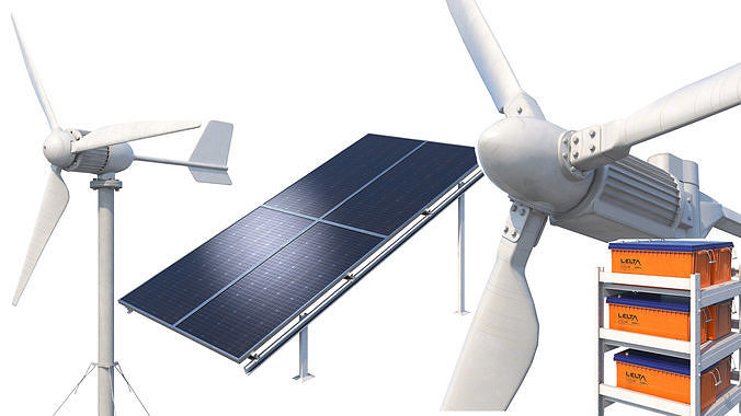 Alternative energy set 01 3D model | CGTrader
