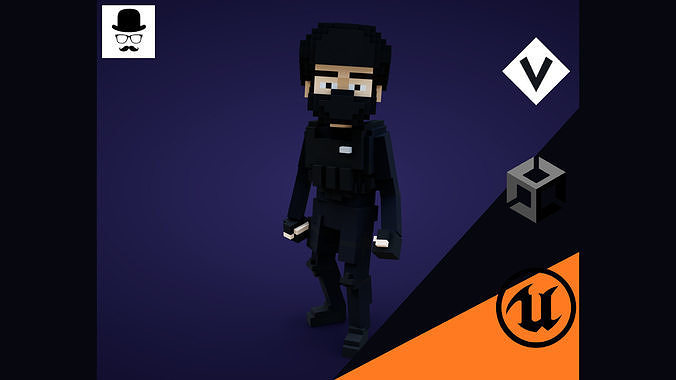 3D model Swat Character - 3D Voxel Low Poly Model VR / AR / low-poly ...