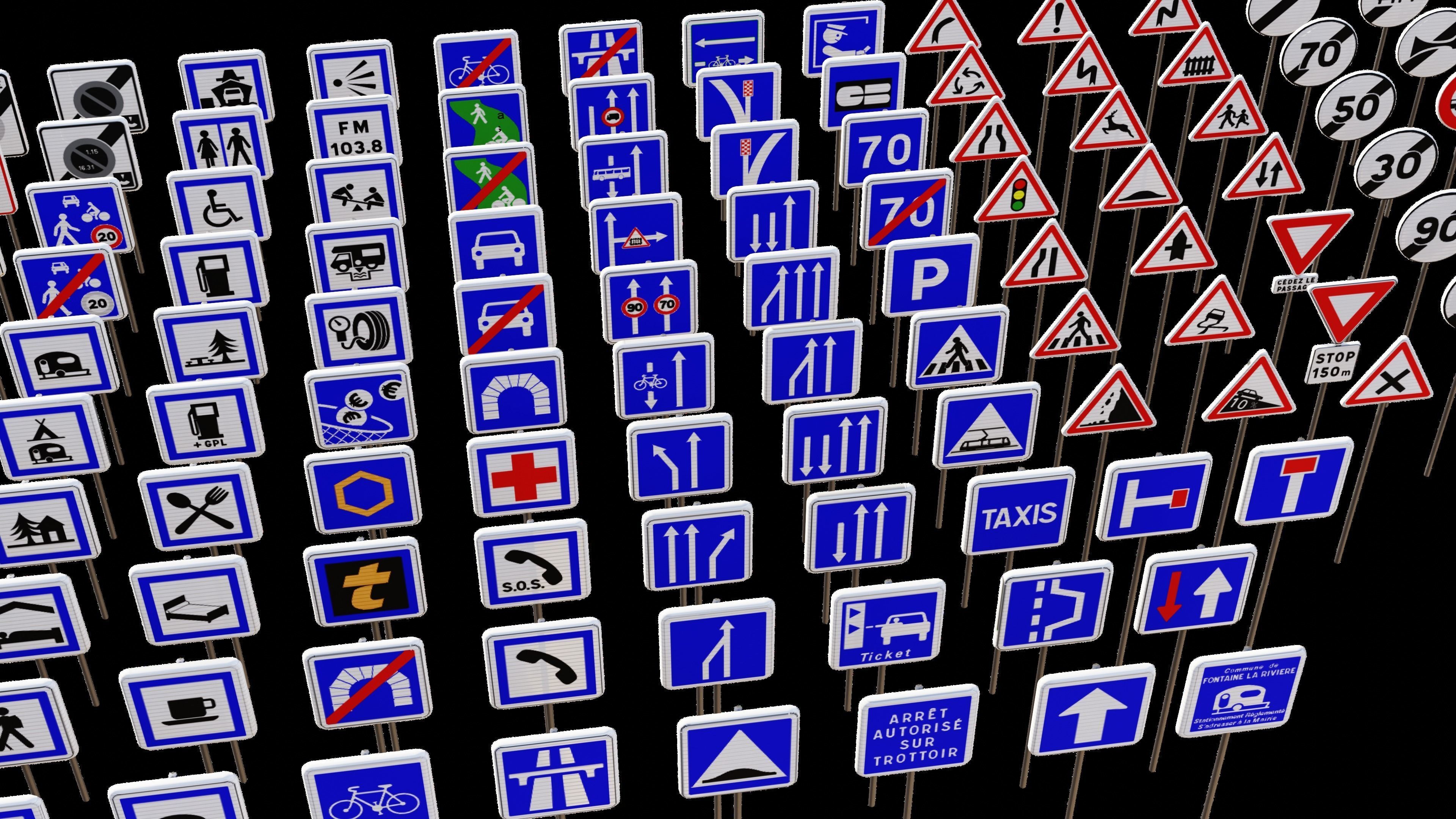3D model French road sign VR / AR / low-poly | CGTrader