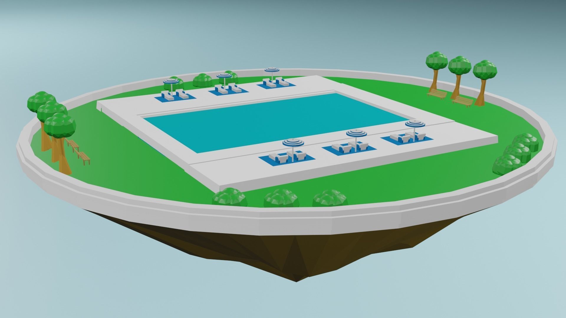 Pool Resort - Floating Island 3D model | CGTrader