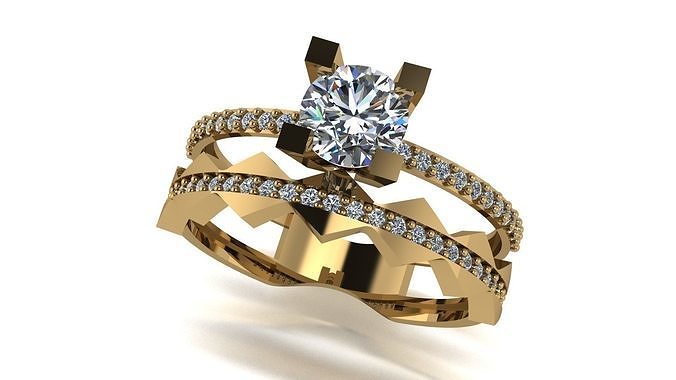 Ring wedding ring two in one engagement assembled 54 3D model 3D printable | CGTrader